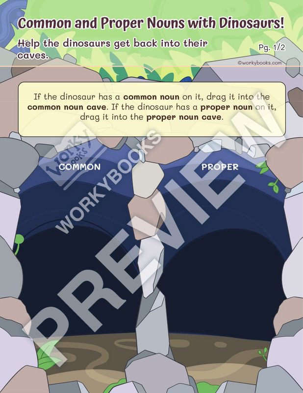 Worksheet - Common and Proper Nouns with Dinosaurs! | Common Noun ...