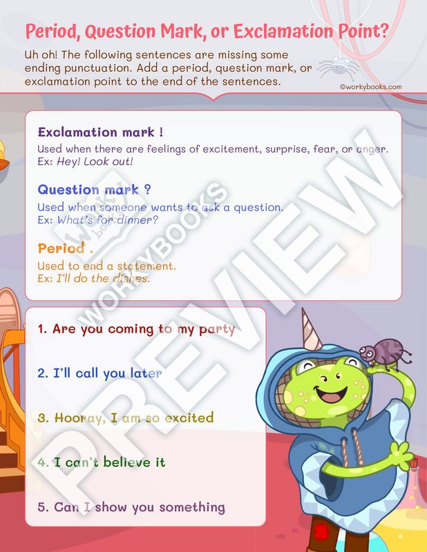 Worksheet - Period, Question Mark, or Exclamation Point? | Worksheets ...