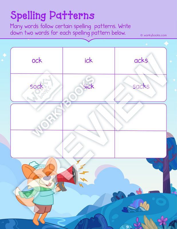 Worksheet - Vocabulary Spelling Patterns | Worksheets for 1st graders ...