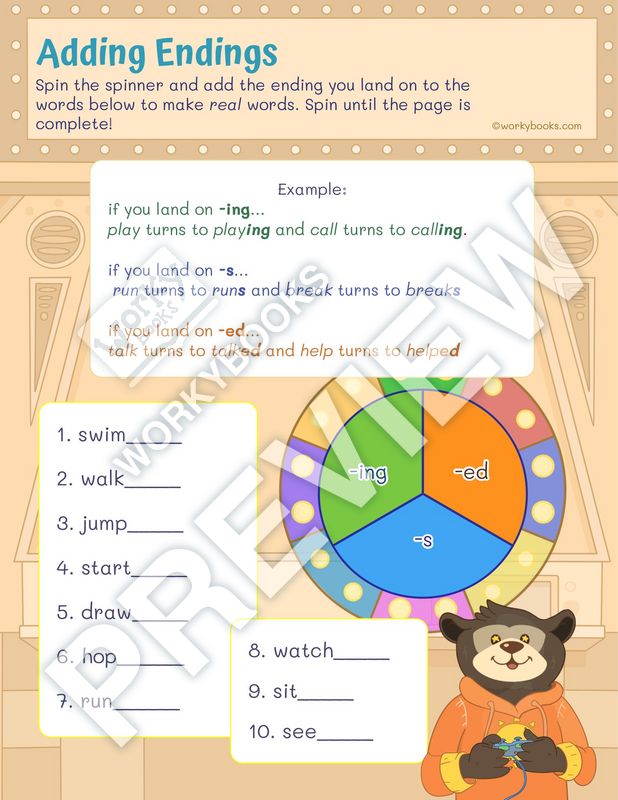 Worksheet - Adding Endings | Inflectional Endings | Root Words | Base ...