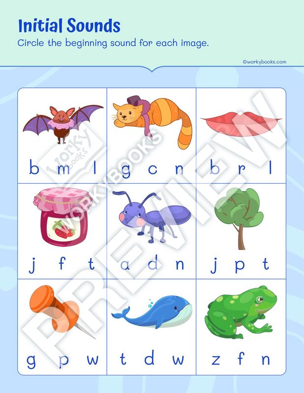 Worksheet - Initial Sounds—Phonics | Worksheets for 1st Graders|Phonics ...