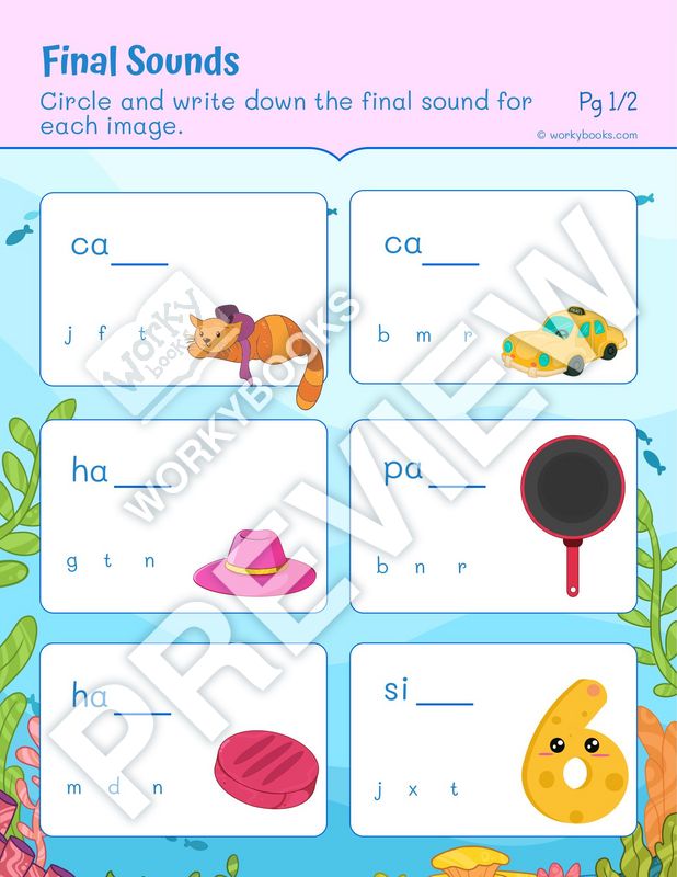Worksheet - Final Sounds—Phonics | Worksheets for 1st Graders|Phonics ...
