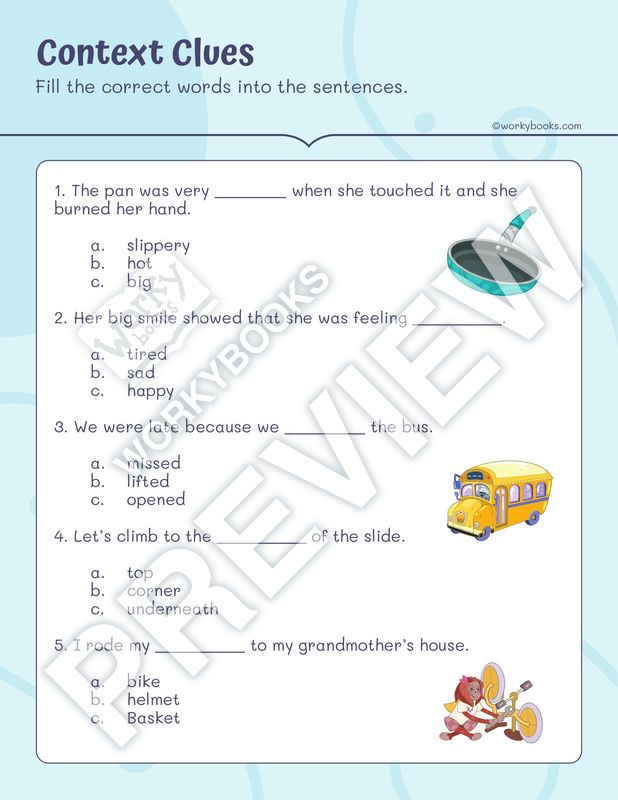 Worksheet - Context Clues | Context Clues | Word Meaning | Definition Interactive | Printable