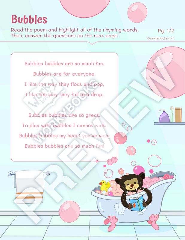 Worksheet - Poem—Bubbles Interactive | Printable