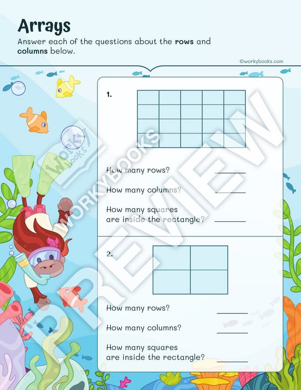 Worksheet Arrays Array Rows Columns Arrays Area Interactive Printable