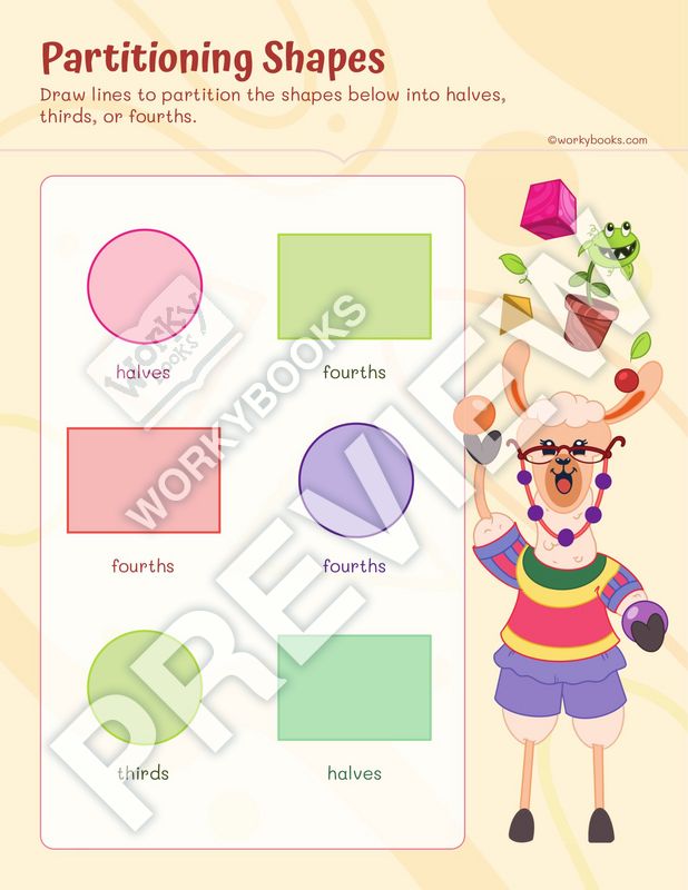 Worksheet - Partitioning Shapes | 2nd Grade Math Worksheets|Geometry ...