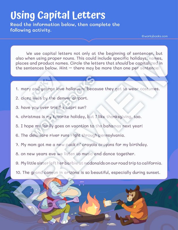 Worksheet - Using Capital Letters | Capitalizing Product Names ...