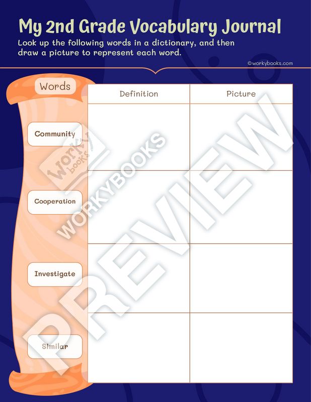 Worksheet - My 2nd Grade Vocabulary Journal | 2nd Grade Vocab ...