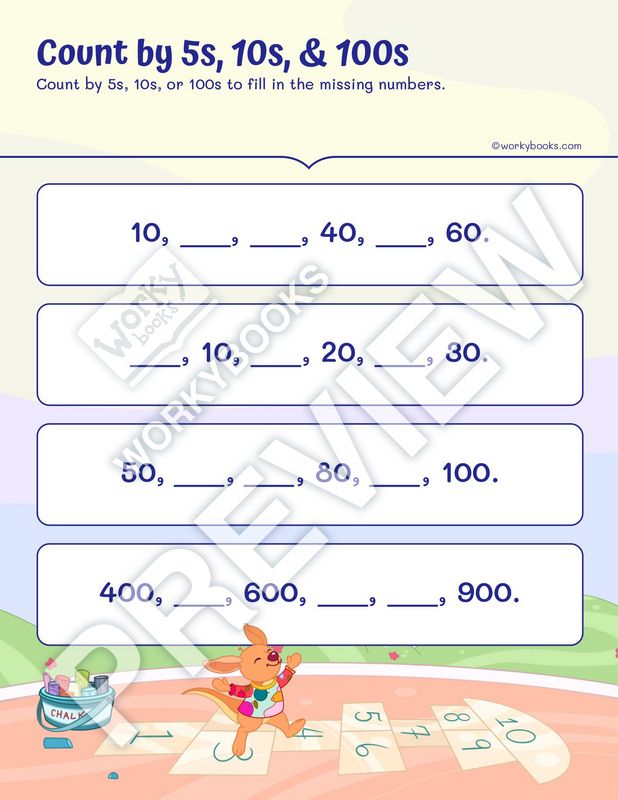 Worksheet - Counting by 5s, 10s, and 100s | 2nd Grade Math Worksheets ...