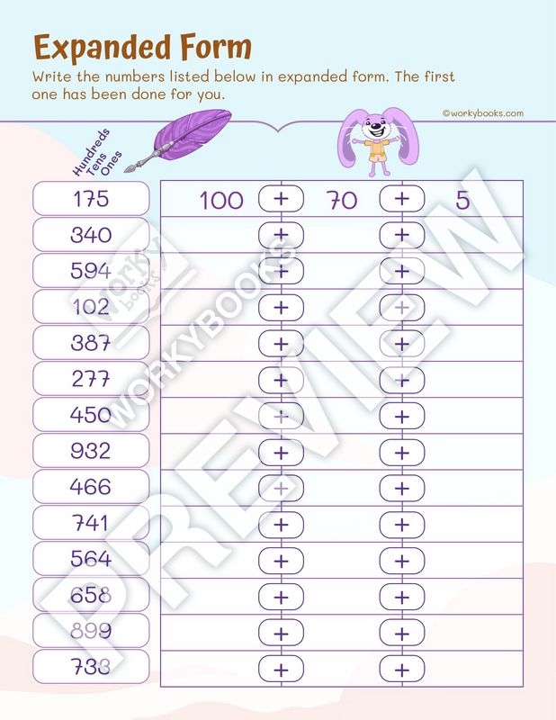 Worksheet - Expanded Form | 2nd Grade Math Worksheets|Writing Numbers ...