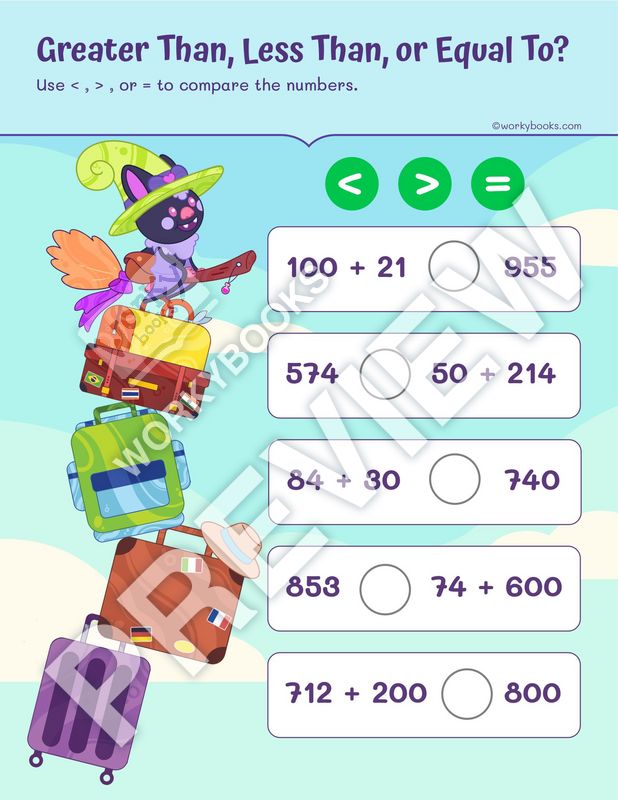 Worksheet - Greater Than, Less Than, Or Equal To? | Comparing 3 Digit ...