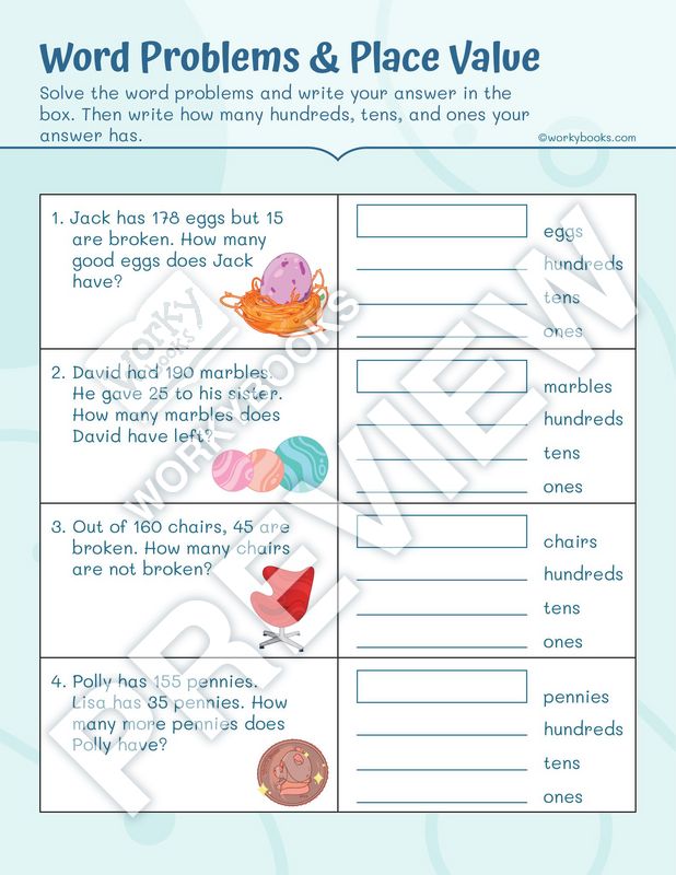 Worksheet - Place Value Word Problems | 2nd Grade Math Worksheets ...
