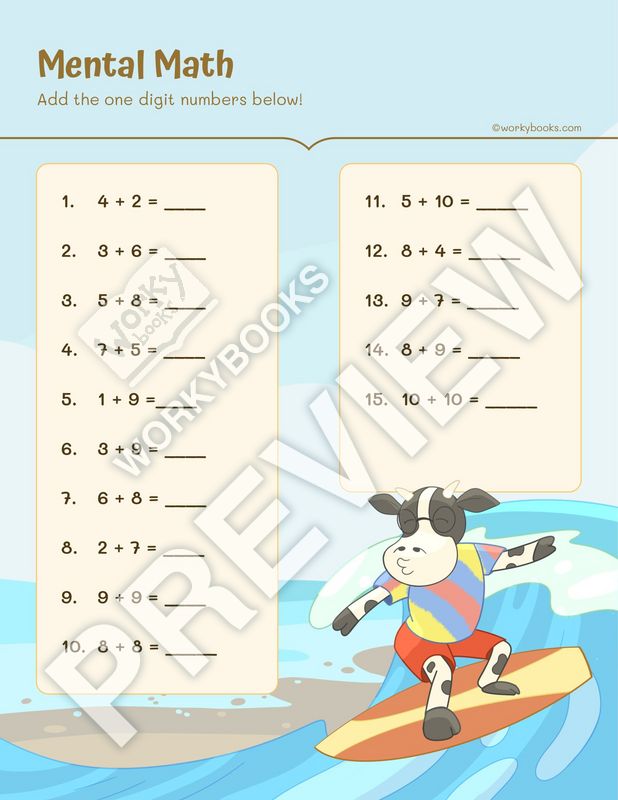 Worksheet - Mental Math Addition | 2nd Grade Math Worksheets|Mental ...