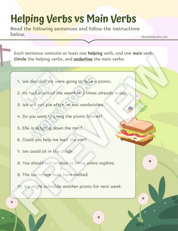 Worksheet - Helping Verbs vs Main Verbs | Helping Verbs | Helping Verbs ...