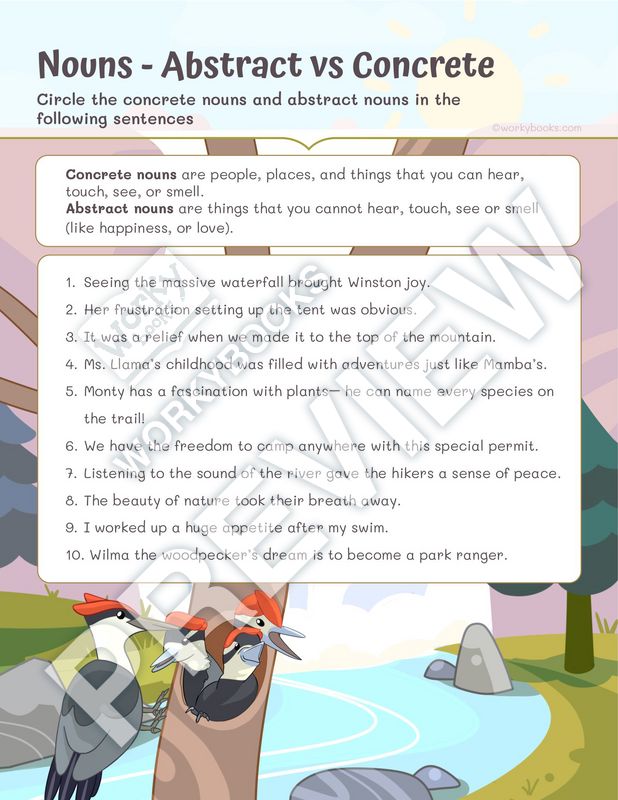 Worksheet - Nouns - Abstract vs Concrete | Abstract Nouns | Concrete ...