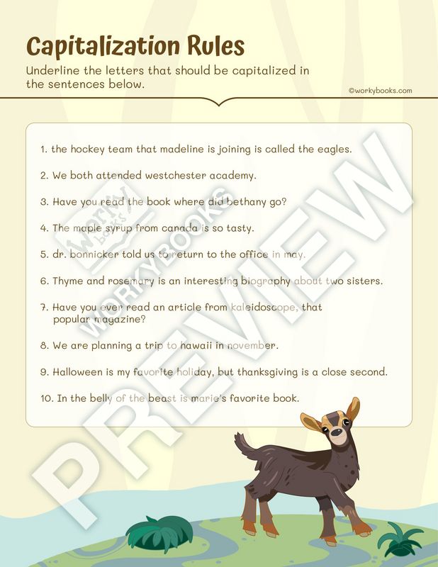Worksheet - Capitalization Rules | Capitalization | Capital Letters ...