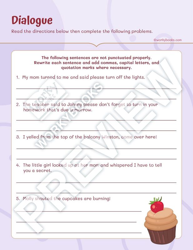 Worksheet - Punctuation - Dialogue | Quotation Marks in Dialogue | Add ...