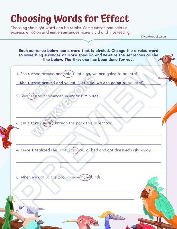 Worksheet - Choosing Words for Effect | Choosing Words For Effect ...