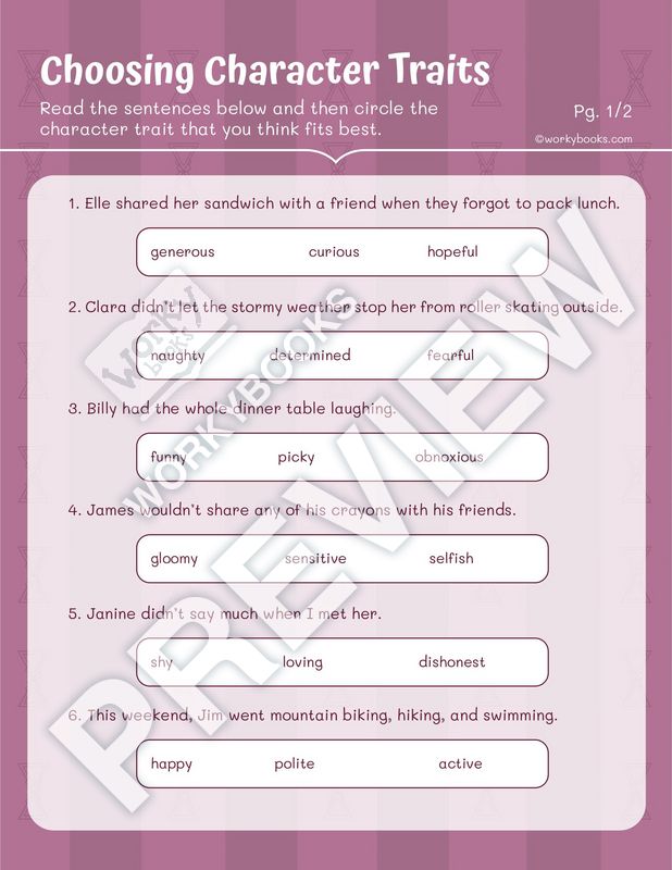 Worksheet - Choosing Character Traits | Character Traits | Character ...