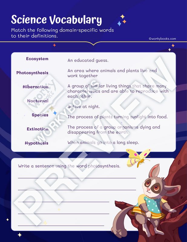 Worksheet - Science Vocabulary | Defining Words | Science Vocab ...