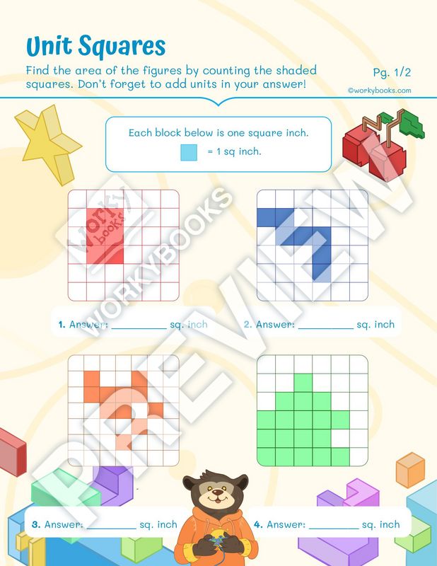 Worksheet - Unit squares | Area of Complex Figures | Area with Unit ...