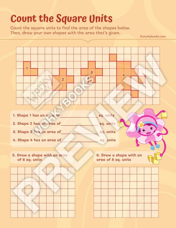 Worksheet - Count the Square Units | Drawing Shapes with Unit Squares ...