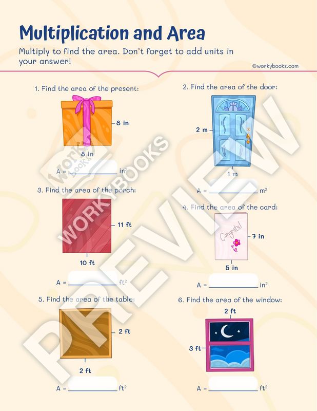 Worksheet - Multiplication and Area | Multiply to Find the Area of a ...