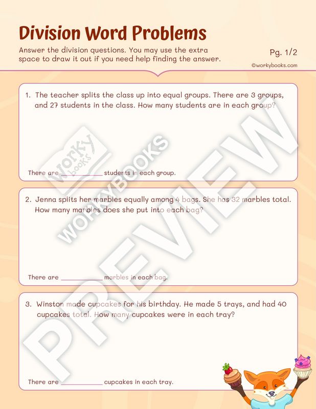 Worksheet - Division Word Problems | Quotient Word Problems | Division ...