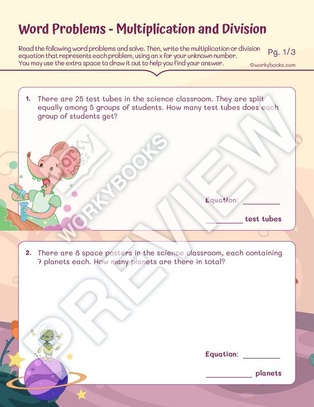 Worksheet - Word Problems– Multiplication and Division | Division and ...