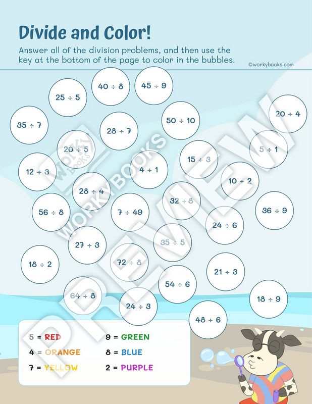 Worksheet - Color and Divide! | Division | Division Facts | Quick ...