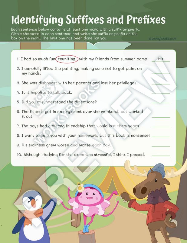 Worksheet - Identifying Suffixes and Prefixes | 3rd Grade Spelling ...