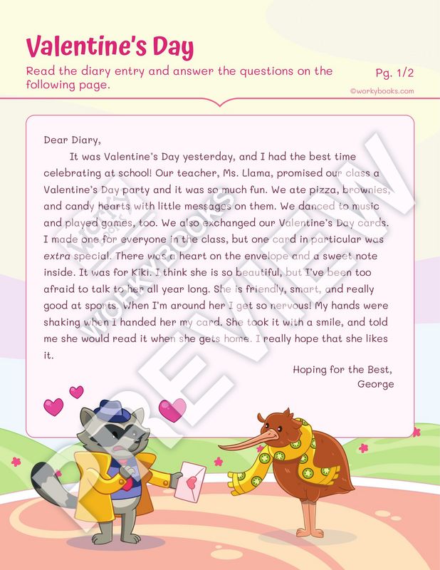 Worksheet - Valentine's Day— Short Fiction Passage | How Illustrations ...