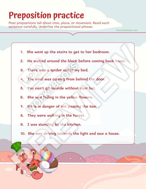 Worksheet - Preposition Practice | Preposition | Prepositional Phrase ...