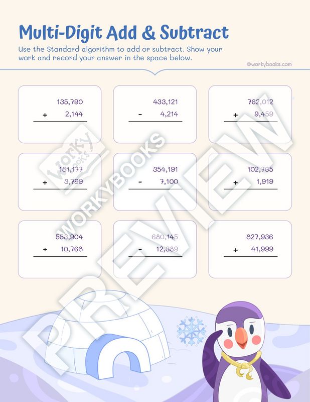 Worksheet - Add and Subtract Multi Digit Numbers | math worksheets| Add ...