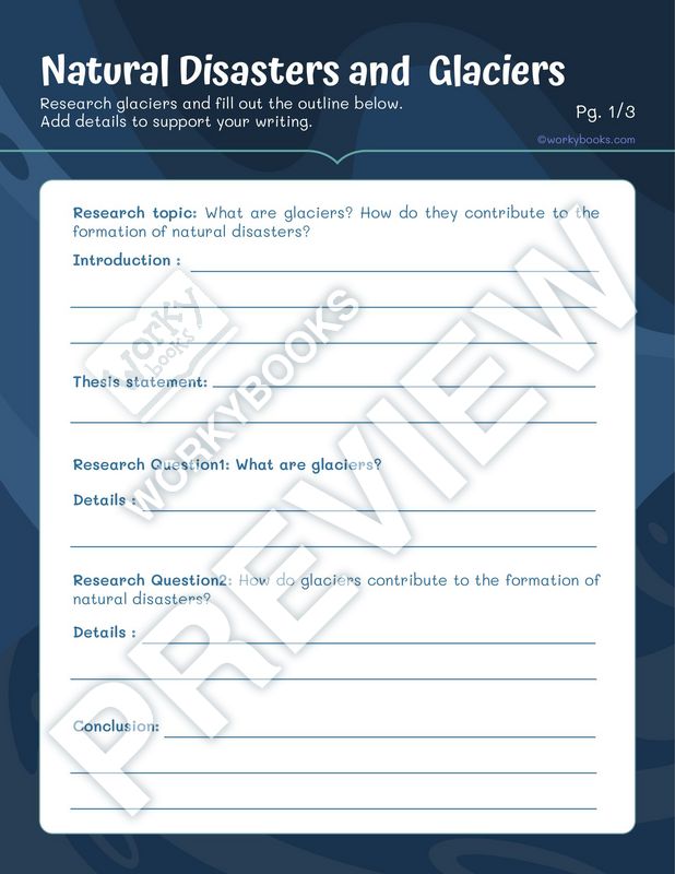 Worksheet - Natural Disasters and Glaciers | 4th Grade | Writing ...