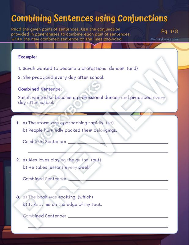 Worksheet - Combining Sentences using Conjunctions | 5th grade ELA ...