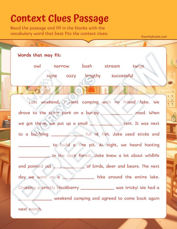 Worksheet - Context Clues Passage | 5th grade ELA | Vocabulary ...