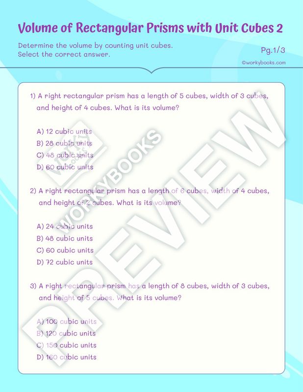 Worksheet - Volume of Rectangular Prisms (metric) | 5th grade math ...