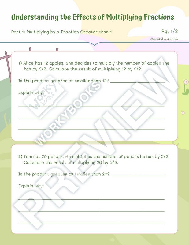 Worksheet - Understanding the Effects of Multiplying Fractions | 5th ...