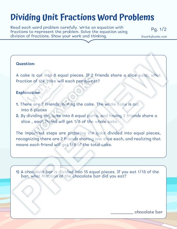 Worksheet - Dividing Unit Fractions Word Problems | 5th grade math ...