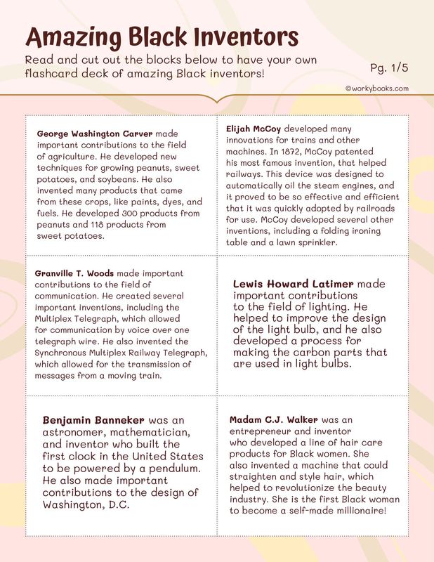 Worksheet - Amazing Black Inventors Activities | African American ...