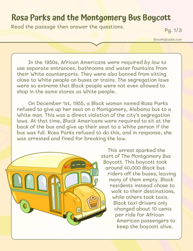 Worksheet - Rosa Park The Montgomery Bus Boycott | BHM|Montgomery Bus ...
