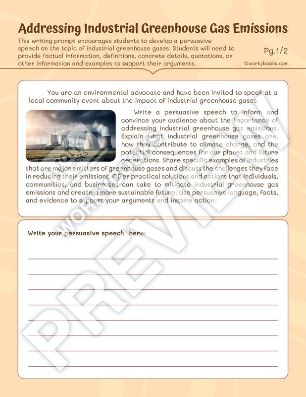 Worksheet - Addressing Industrial Greenhouse Gas Emissions | 5th Grade ...