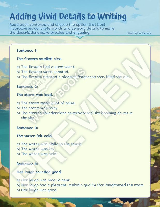 Worksheet - Adding Vivid Details to Writing | 5th Grade ELA ...