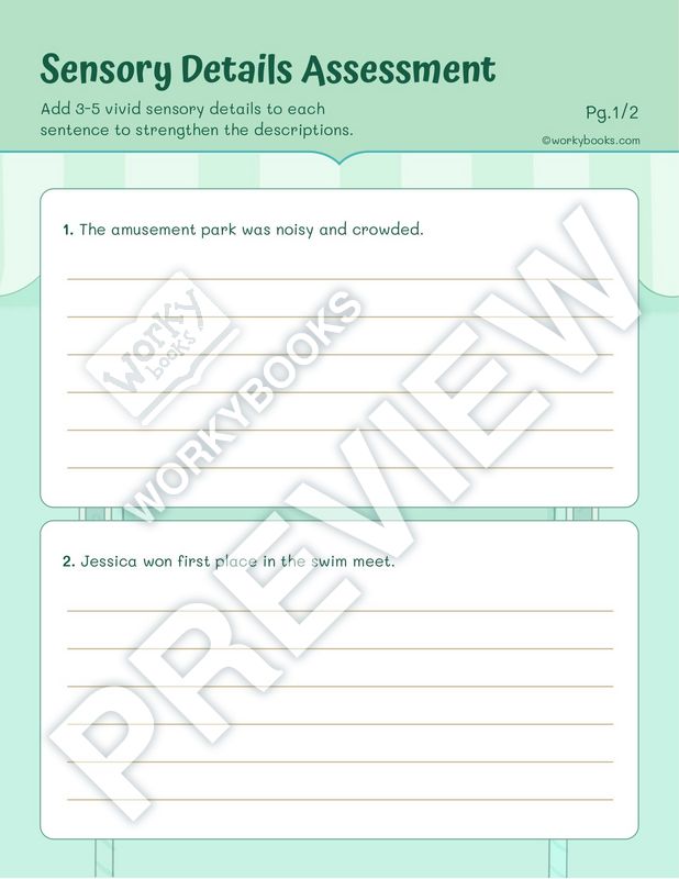 Worksheet - Sensory Details Assessment | 5th Grade ELA |Descriptive ...