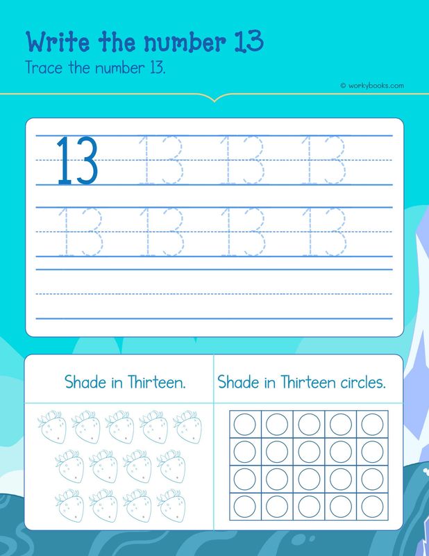 Worksheet - I can read write and count 13 | Kindergarten worksheets ...