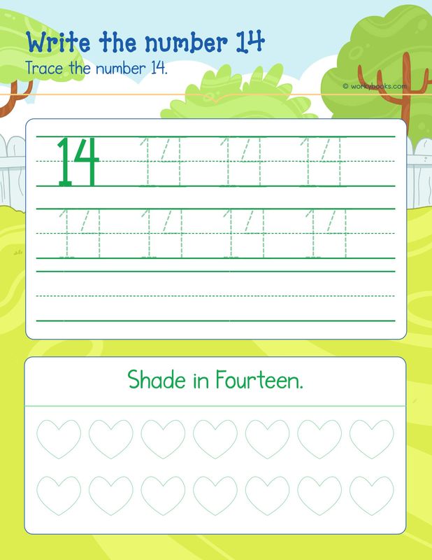 Worksheet - I can read write and count 14 | Kindergarten worksheets ...