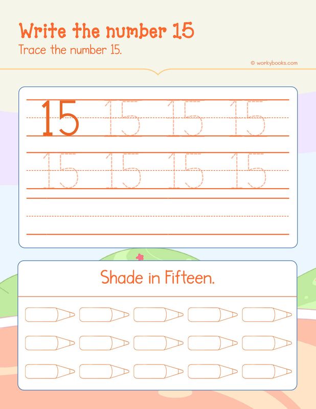 Worksheet - I can read write and count 15 | Kindergarten worksheets ...