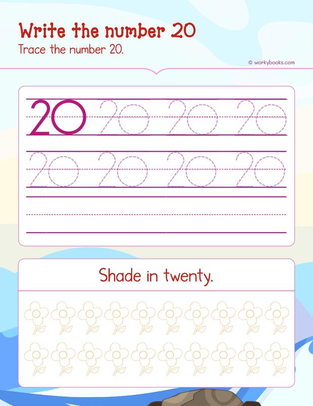 Worksheet - I can read write and count 20 | Kindergarten worksheets ...