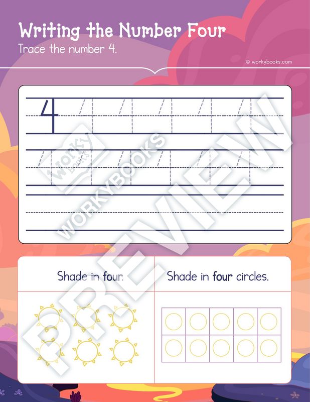 Worksheet - I can read write and count 4 | Kindergarten worksheets ...